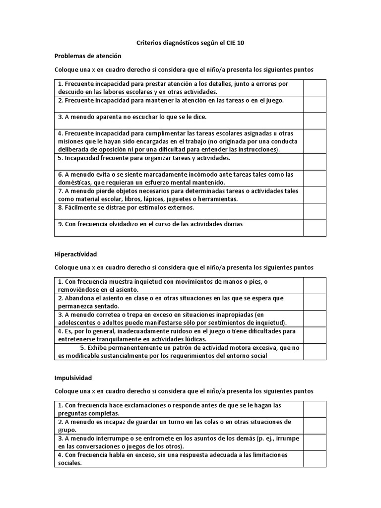 Criterios Diagnósticos Según El CIE 10 | PDF