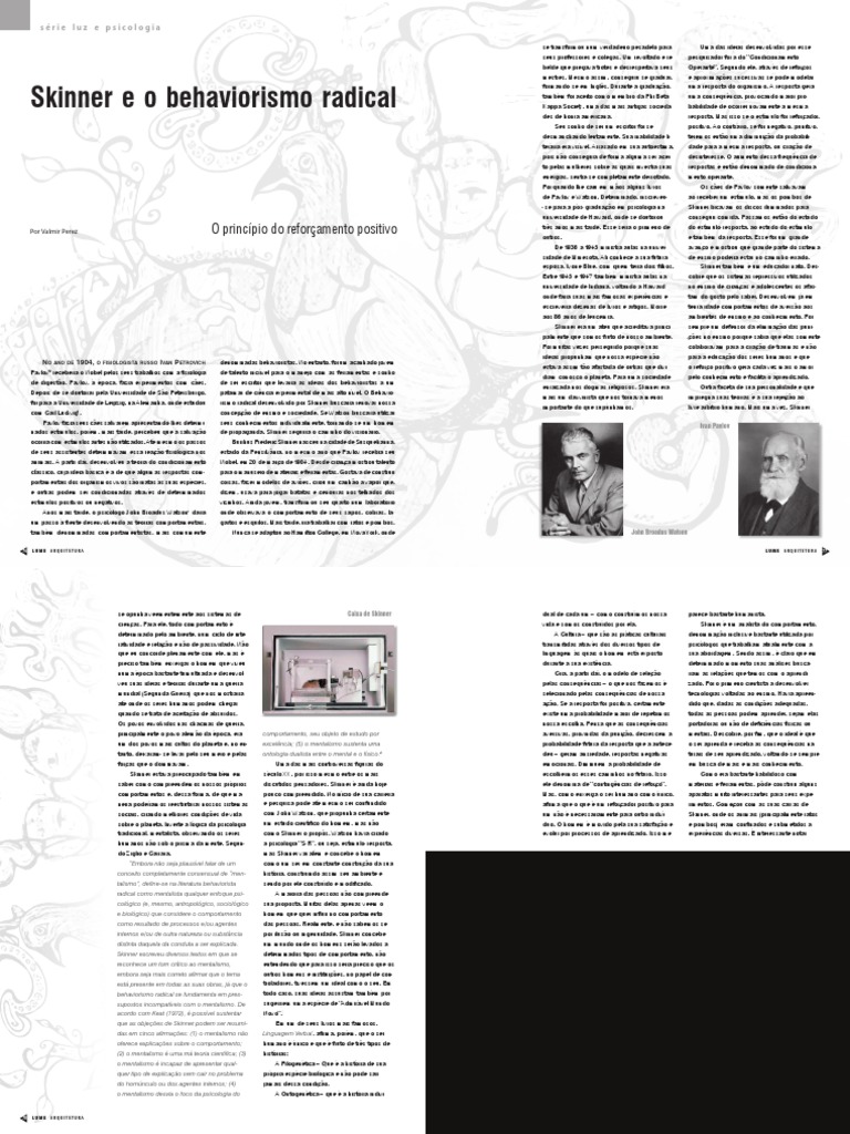 (Texto 03) Skinner e o Behaviorismo Radical | PDF | Behaviorismo | Comportamento