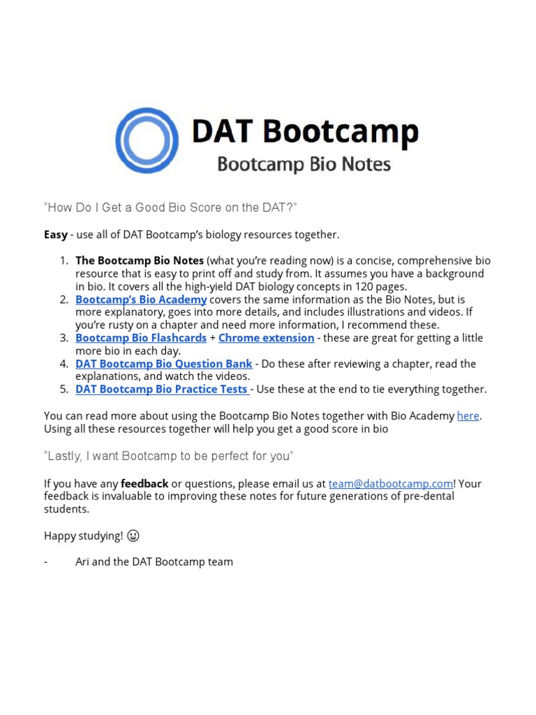 DAT Bootcamp Biology Notes PDF | PDF | Cell Membrane | Endoplasmic ...