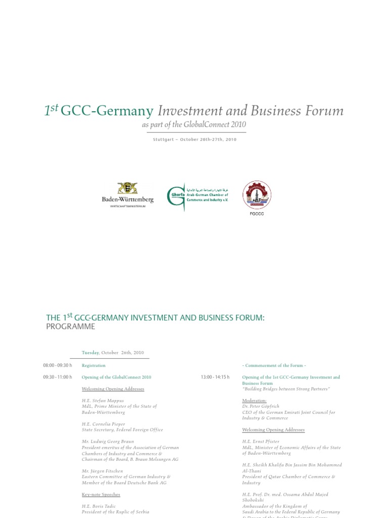 GCC-Germany: Investment and Business Forum | PDF | United Arab Emirates ...