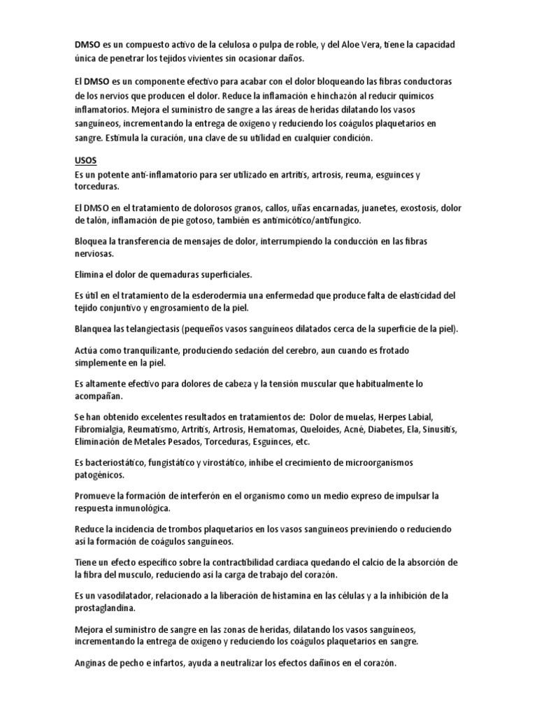 Protocolo Dmso | PDF | Inflamación | Dolor