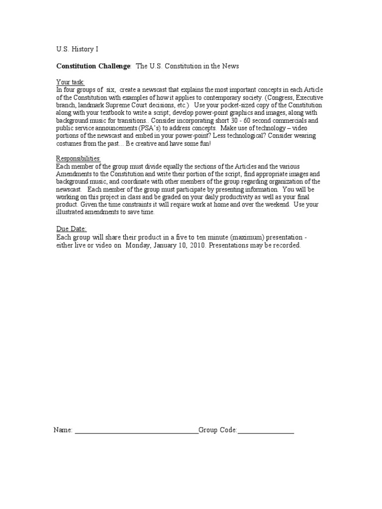 Constitution Newcast Project | PDF | United States Constitution | Cognition