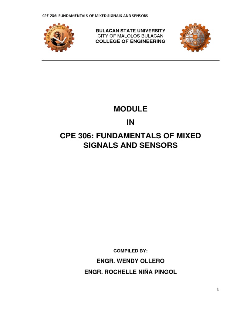CPE CPE306 FundamentalofMixed Signals and Sensors Module PDF | PDF | Operational Amplifier ...