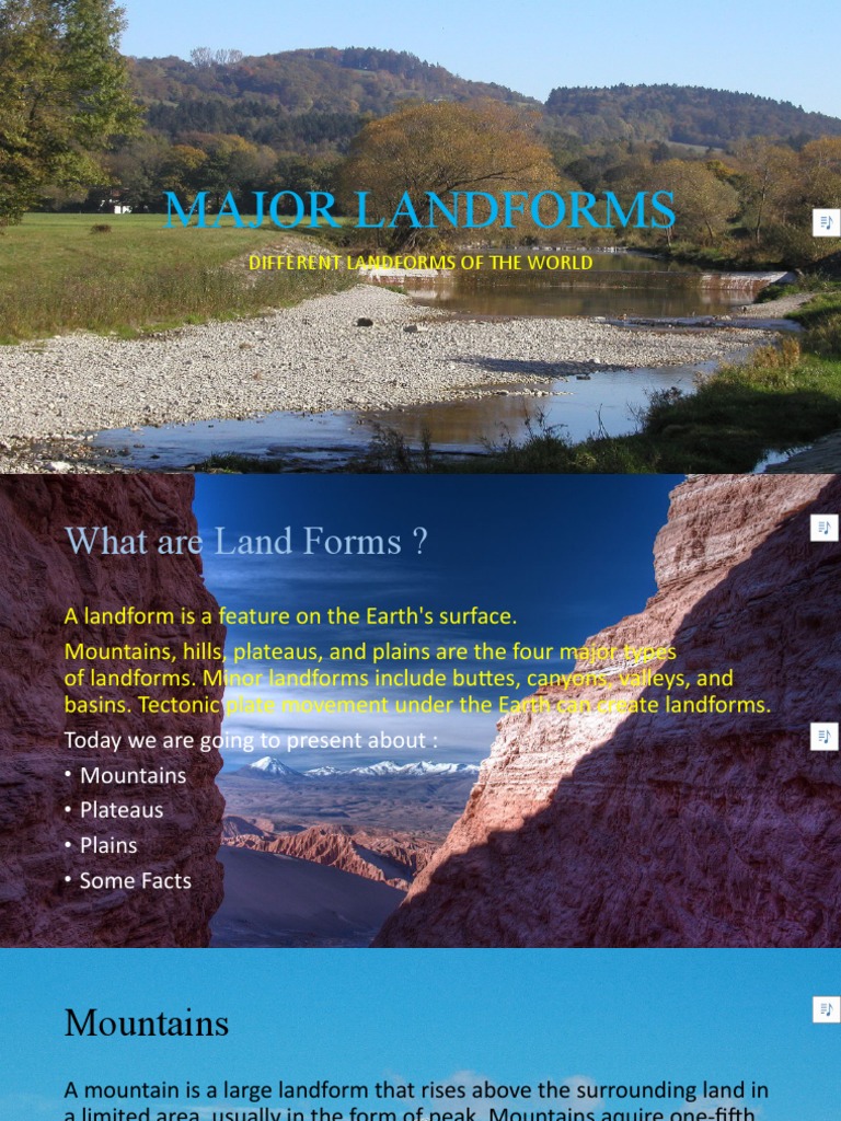 Major Landforms of the Earth | PDF | Plateau | Mountains