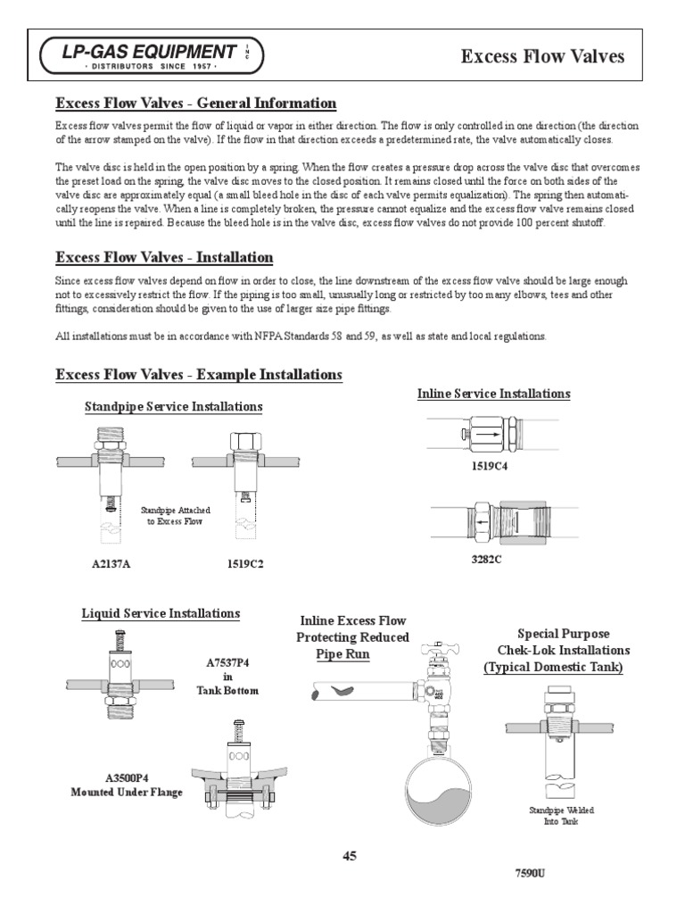 Excess Flow Valves - General Information | PDF | Valve | Pipe (Fluid Conveyance)