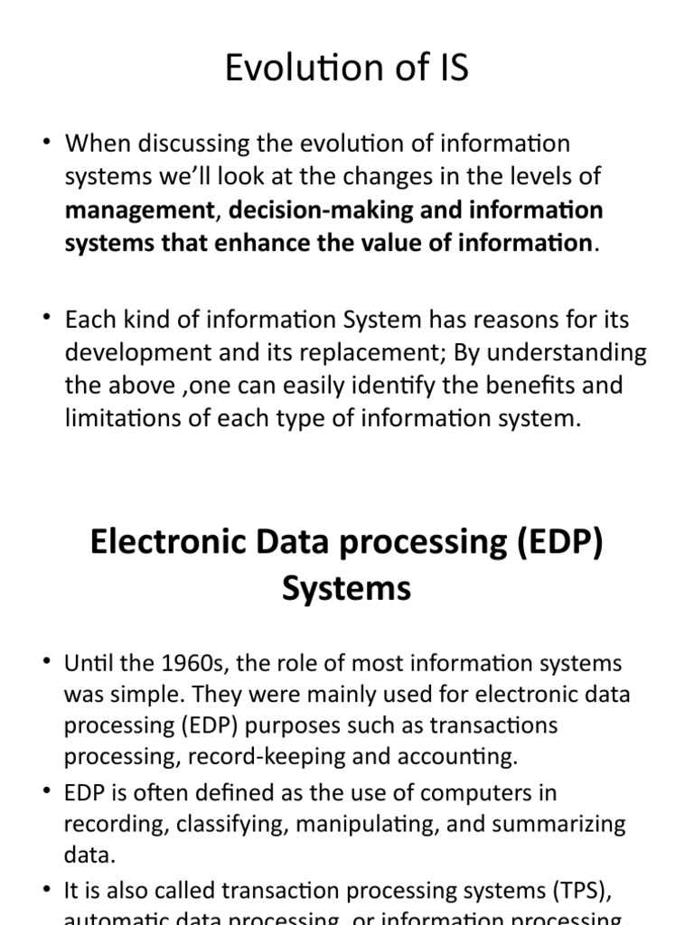 Evolution of IS: Management, Decision-Making and Information Systems ...