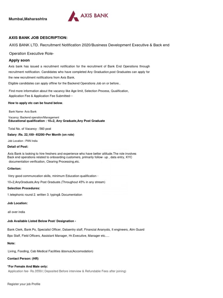 Axis Bank Notification... 2020 | PDF