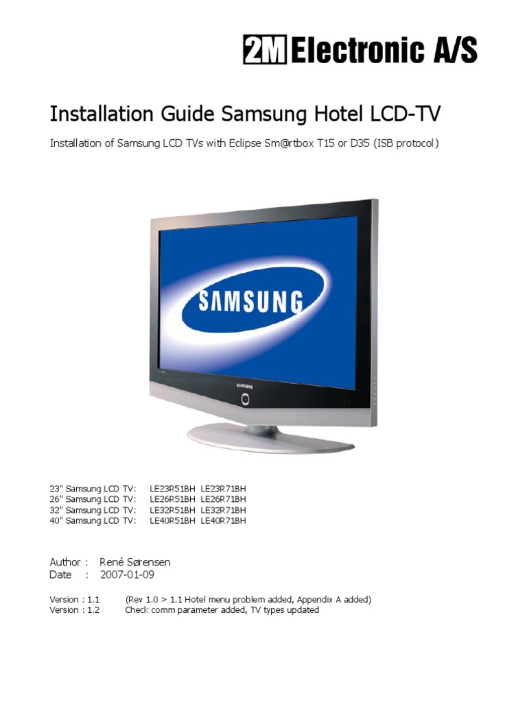 Samsung LCD Installation Guide UK 1.2 | PDF | Electrical Connector ...