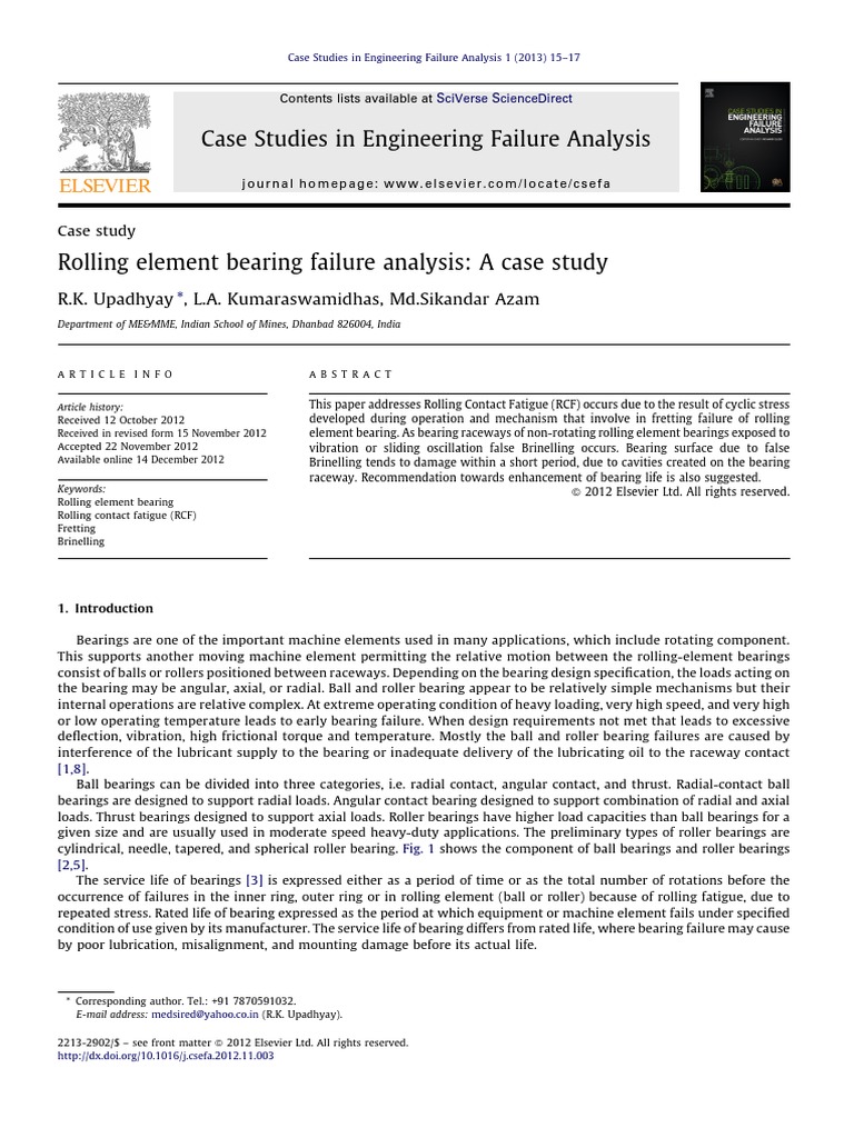 Rolling Element Bearing Failure Analysis | PDF | Bearing (Mechanical ...
