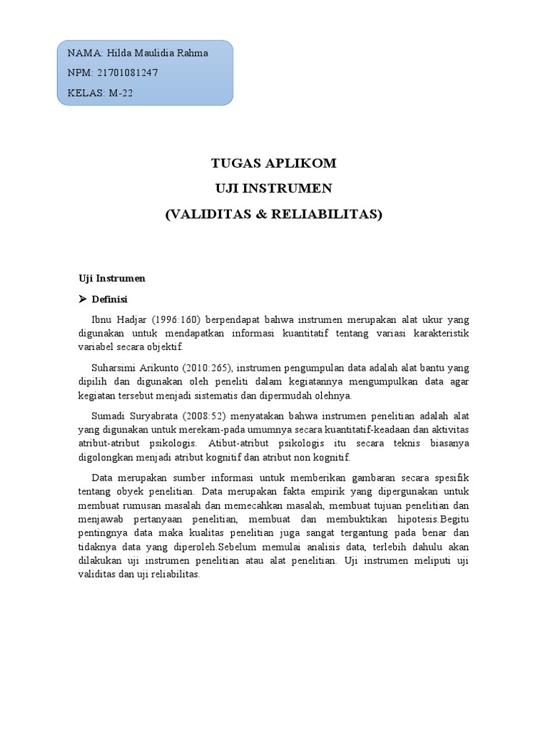 Aplikom Uji Instrumen | PDF | Karier & Perkembangan | Komputer