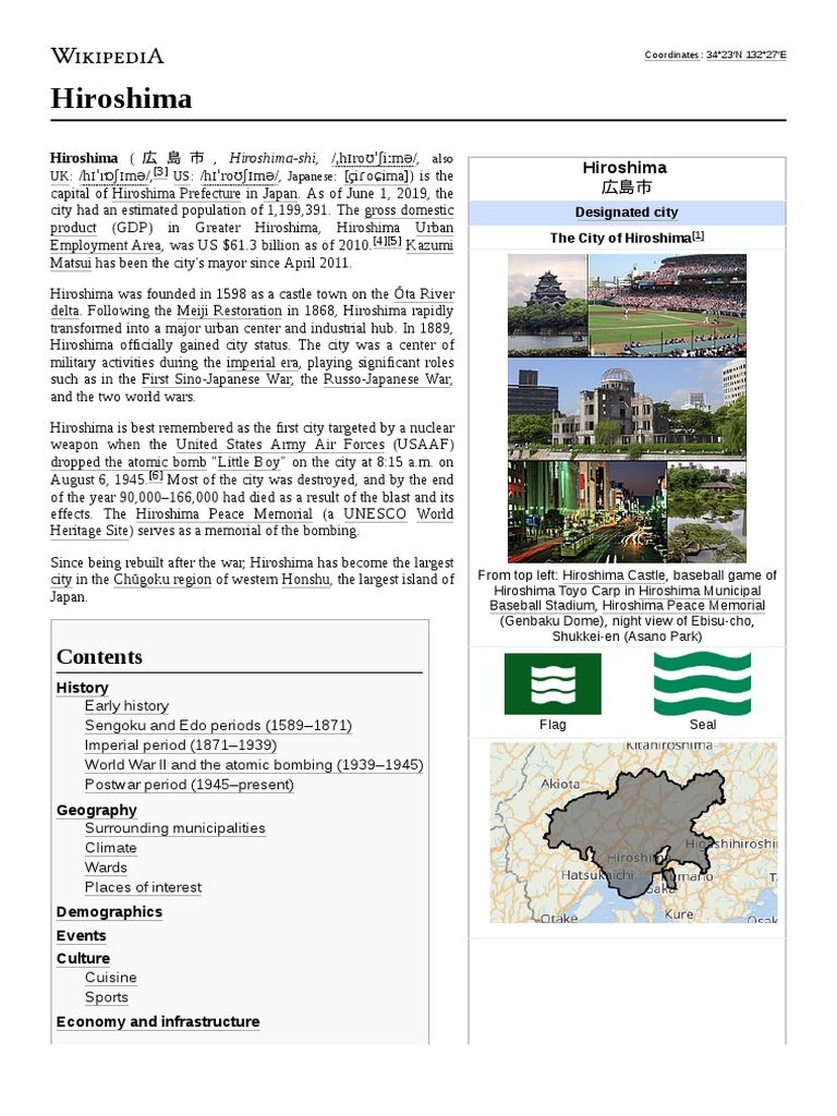 Hiroshima | PDF | Hiroshima | Atomic Bombings Of Hiroshima And Nagasaki