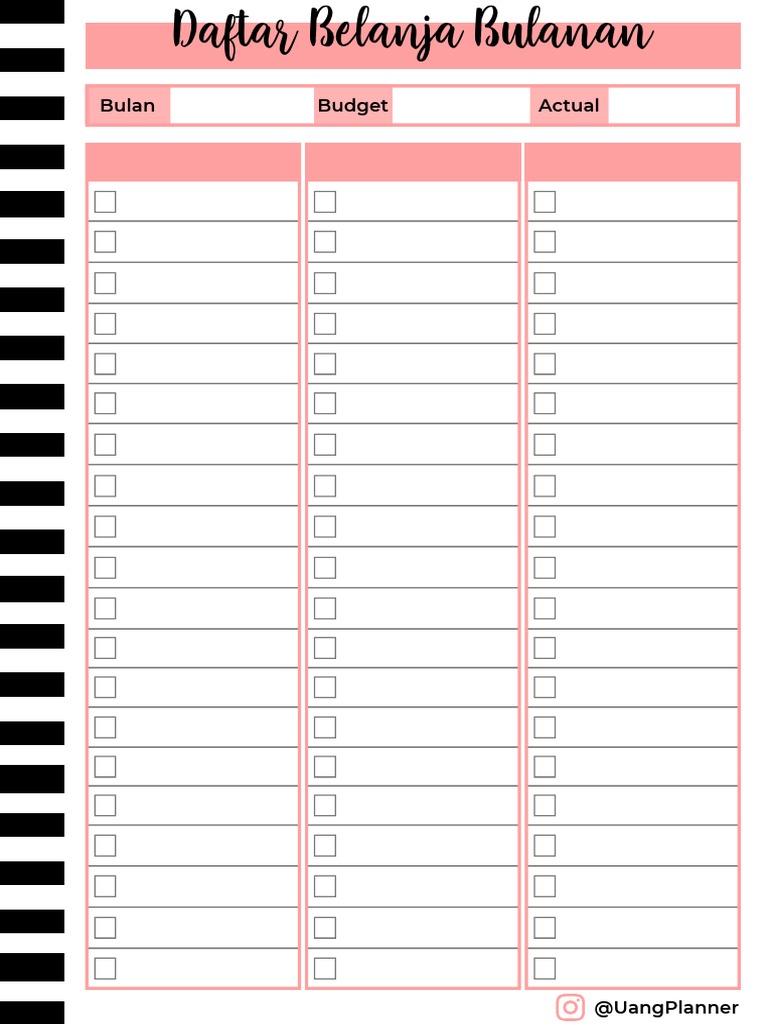 Uang Planner Belanja-Bulanan-A5 PDF | PDF