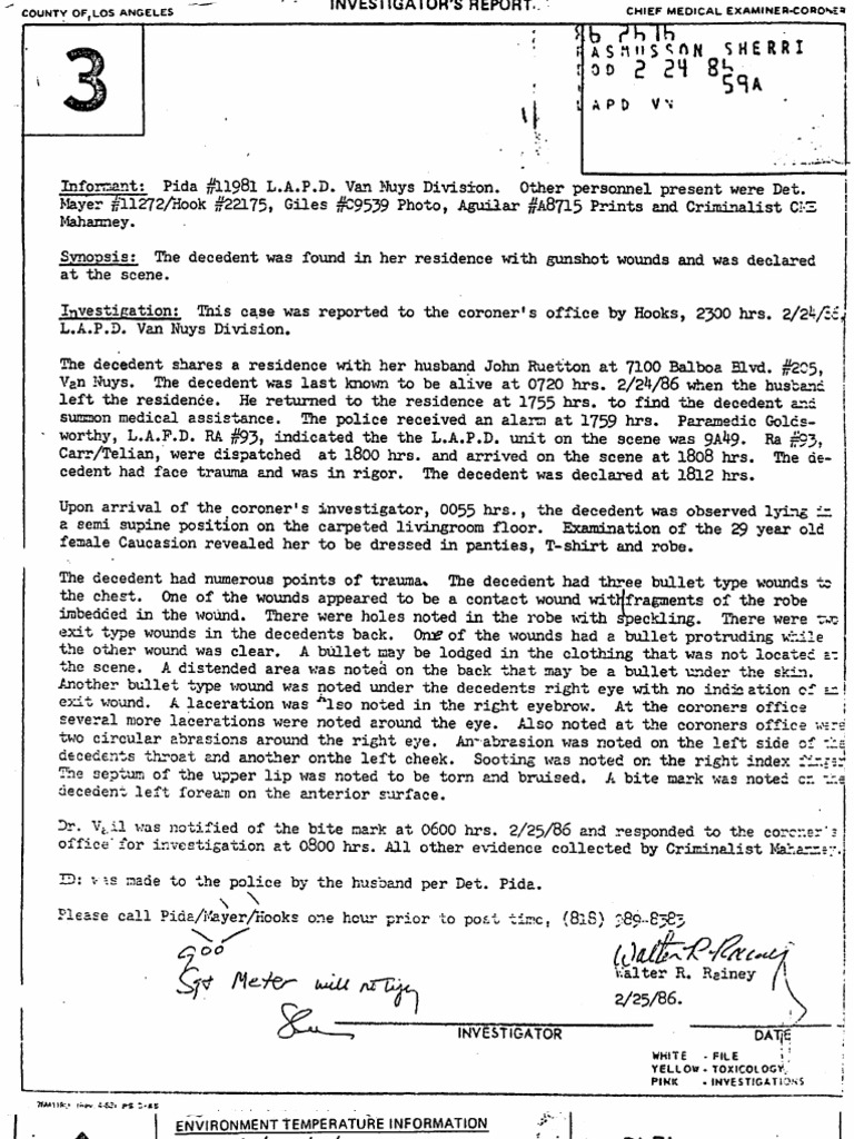 Sherri Rae Rasmussen Partial Autopsy Report