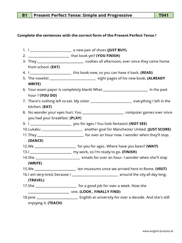 Using the Present Perfect Tense: A Guide to Completing Sentences with ...