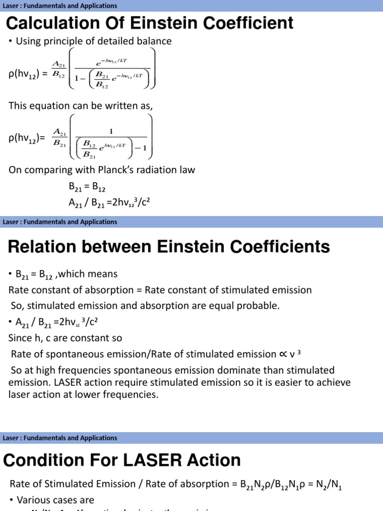 Calculation of Einstein Coefficient | PDF
