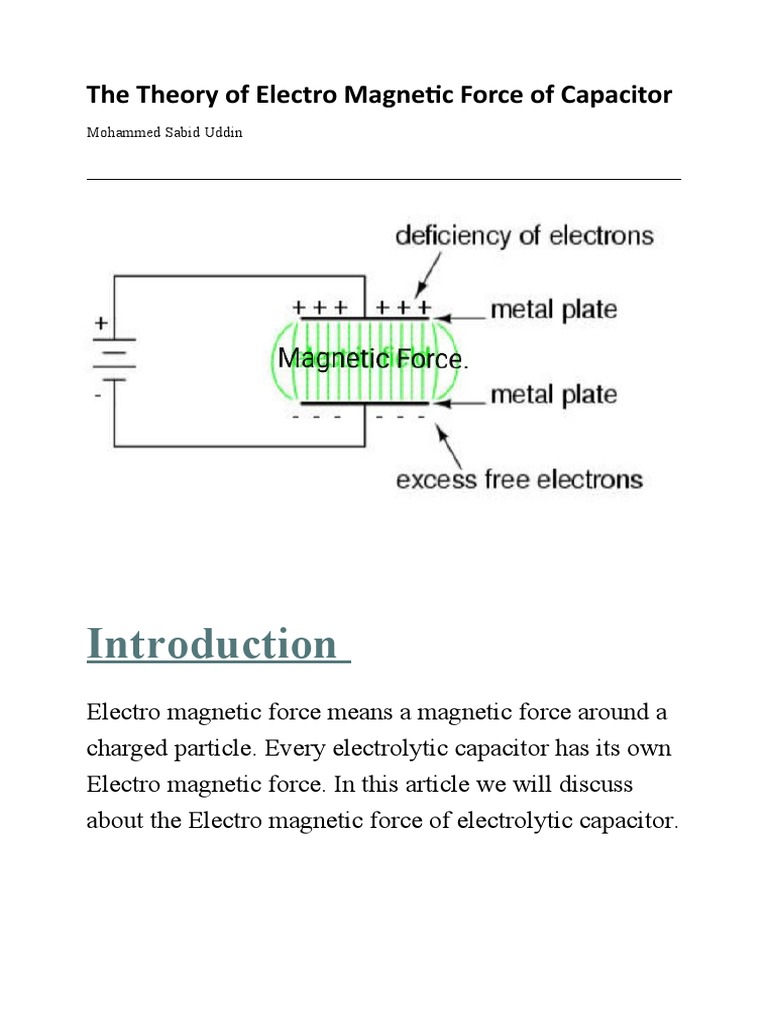 The Theory of Electro Magnetic Force of Capacitor | PDF | Capacitance ...