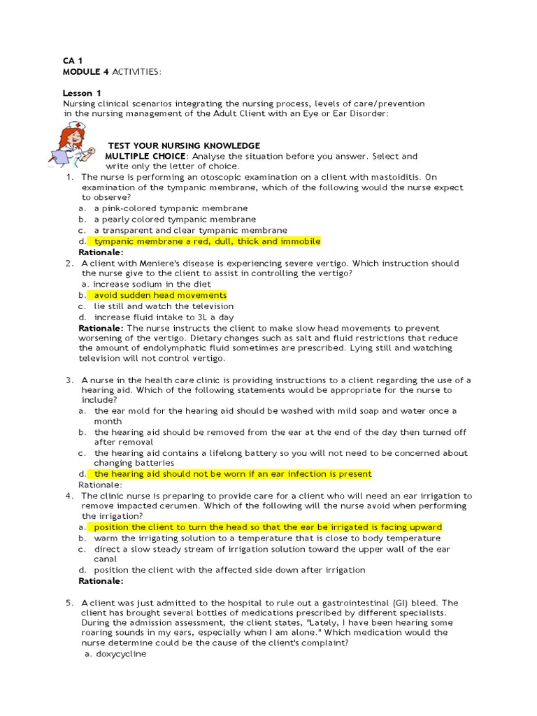 Ca 1 Module 4 Activities | PDF | Arthritis | Rheumatoid Arthritis