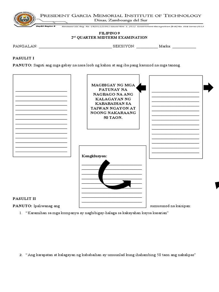 FILIPINO 9 2nd Quarter Midterm | PDF