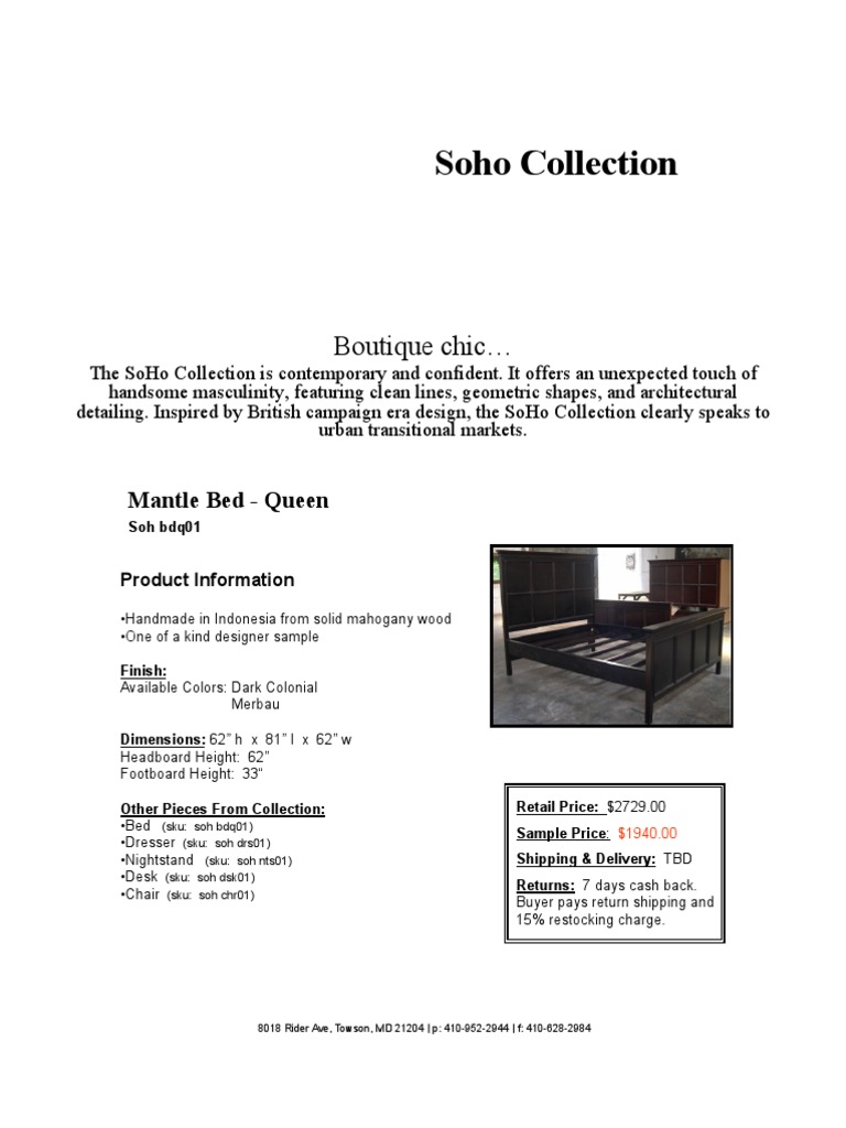Soho Collection: Boutique Chic | PDF | Consumer Goods | Furniture