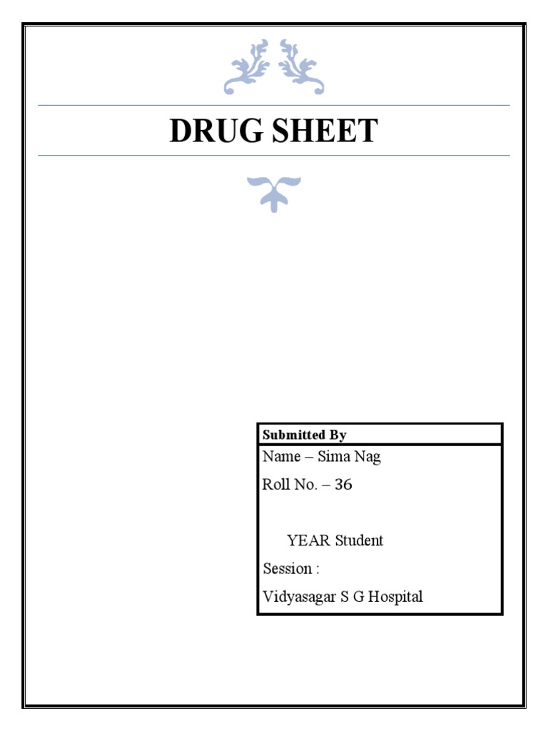 Drug Sheet 1 | PDF