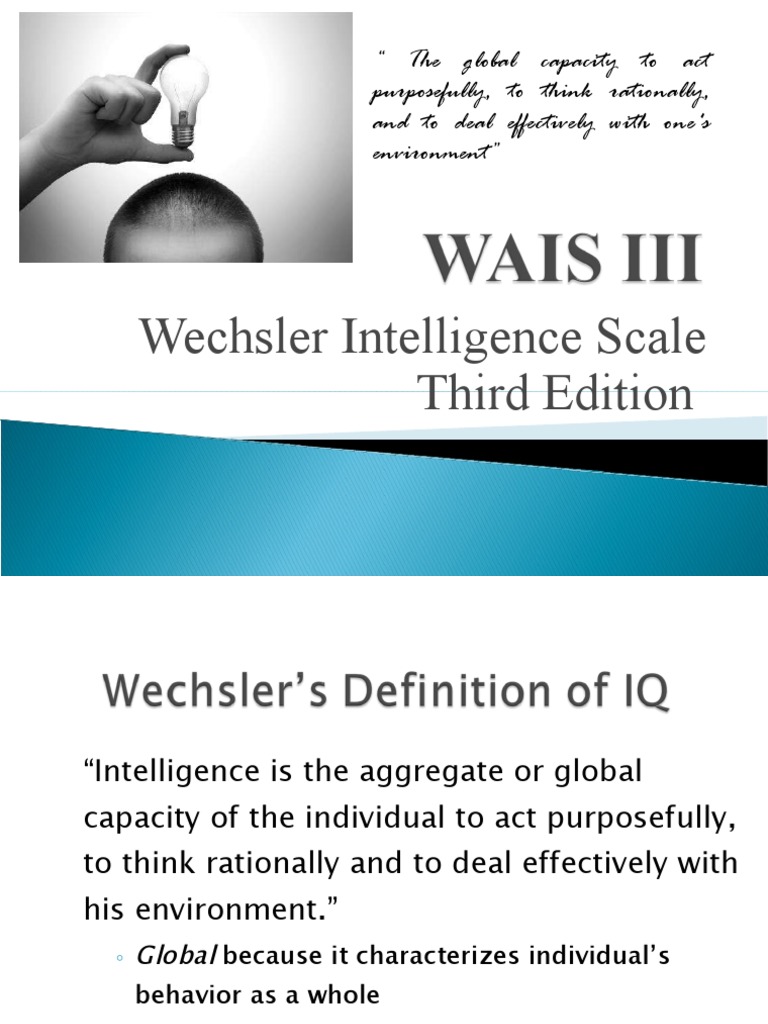 Wechsler Intelligence Scale Third Edition | PDF | Wechsler Adult ...
