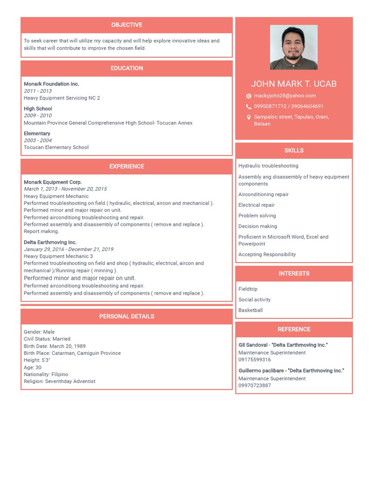 John Mark T. Ucab: Objective | PDF | Heavy Equipment | Business