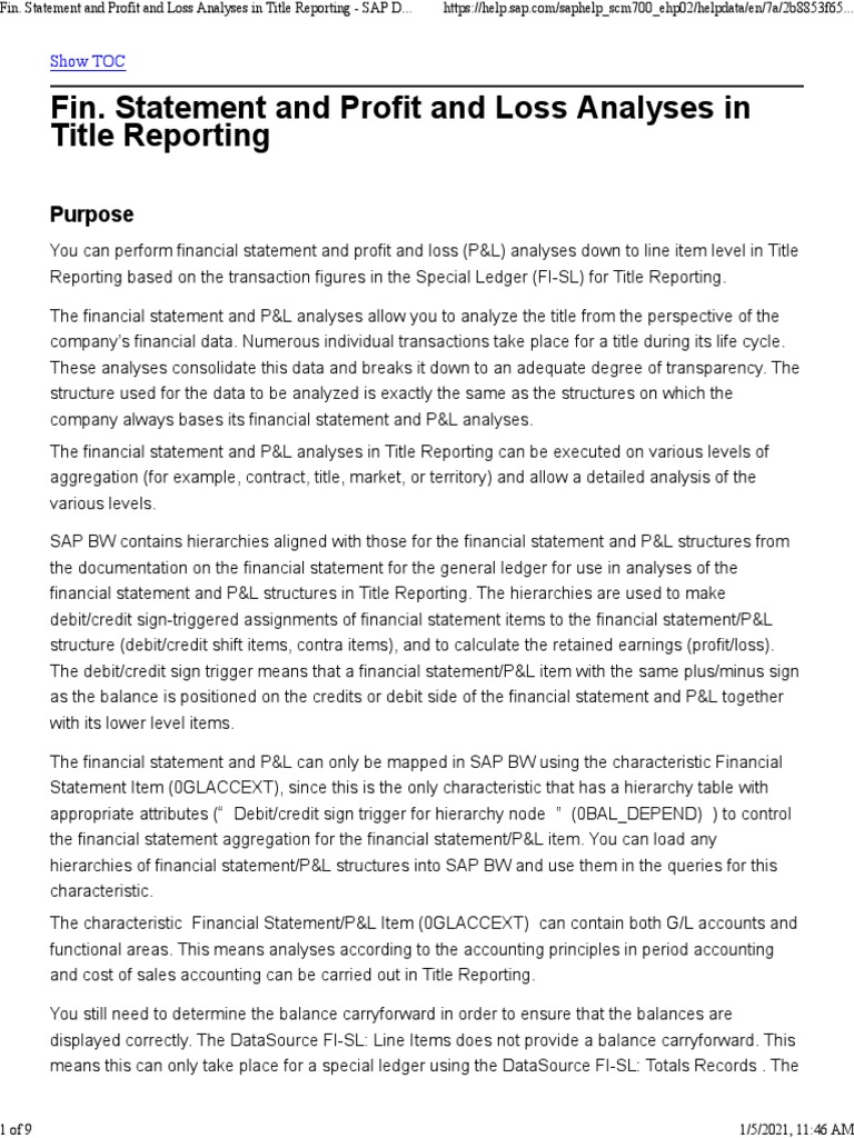 Fin. Statement and Profit and Loss Analyses in Title Reporting | PDF ...