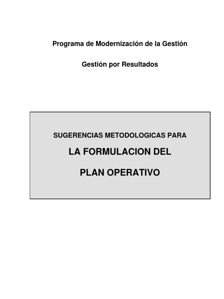Plan Operativo | PDF | Planificación | Presupuesto