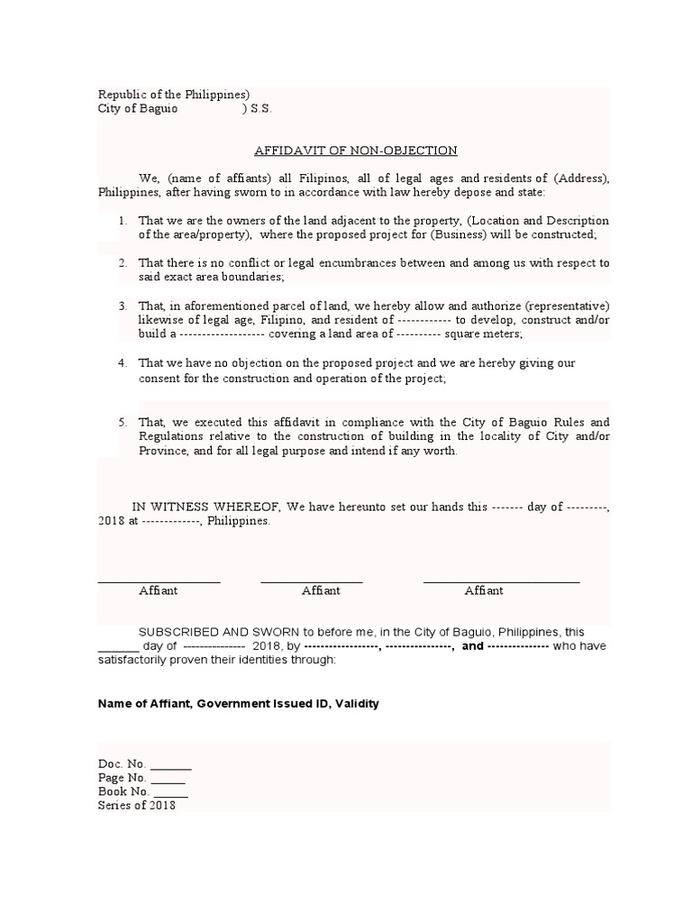 Affidavit of Non Objection | PDF