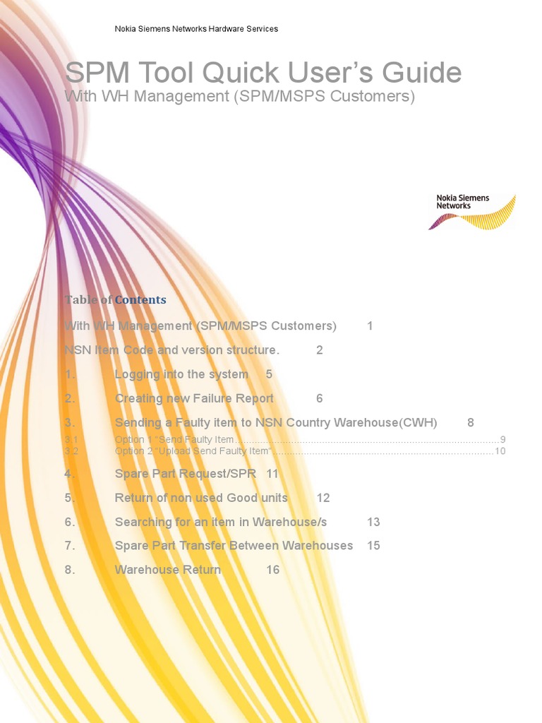 SPM Tool Quick User's Guide: With WH Management (SPM/MSPS Customers ...