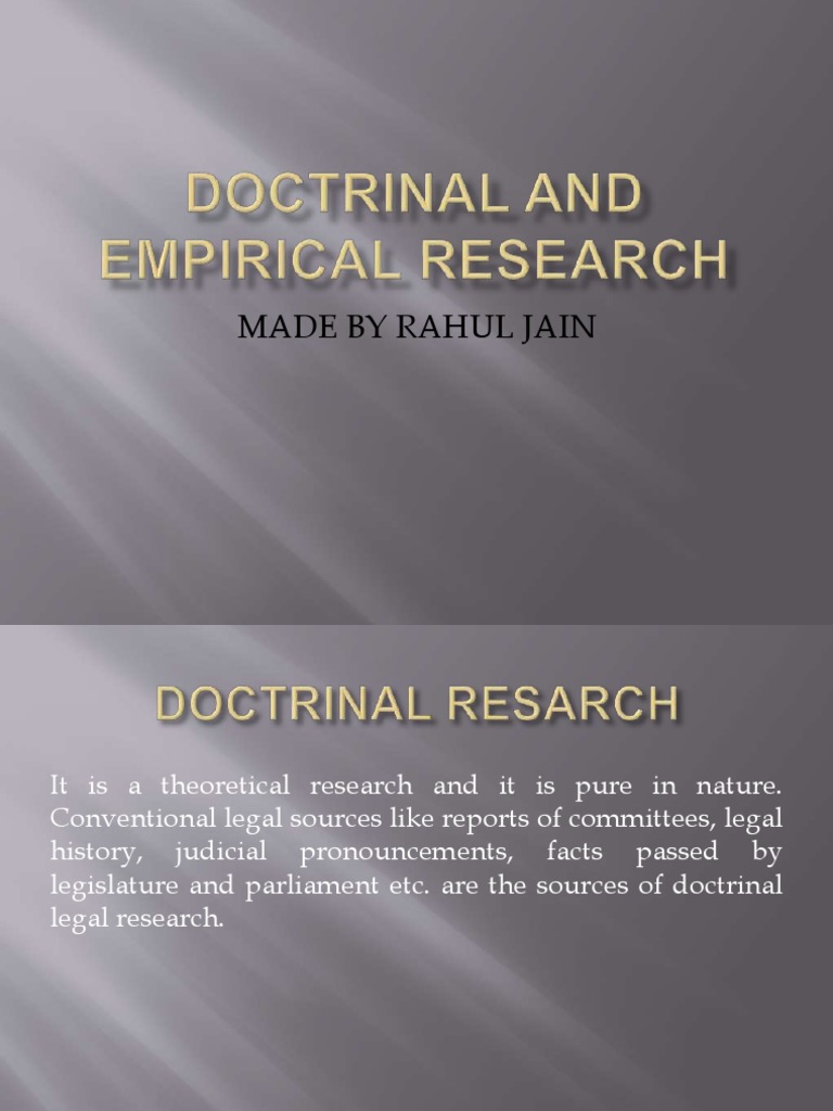 Comparing Doctrinal and Empirical Legal Research Methods | PDF ...