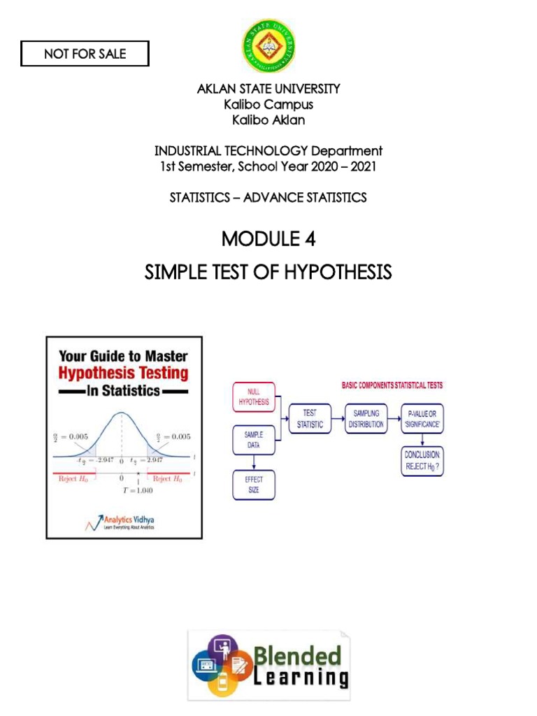 Module 4 Simple Test of Hypothesis | PDF | P Value | Student's T Test