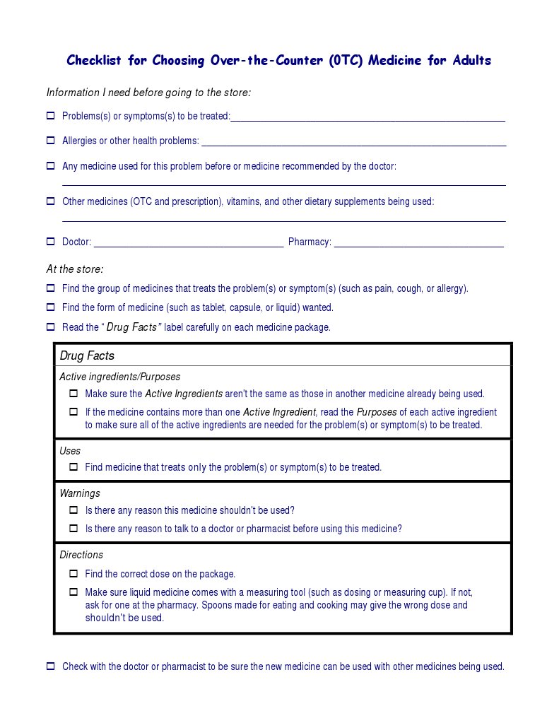 OTC Medicine Selection Checklist | PDF | Over The Counter Drug | Pharmacy