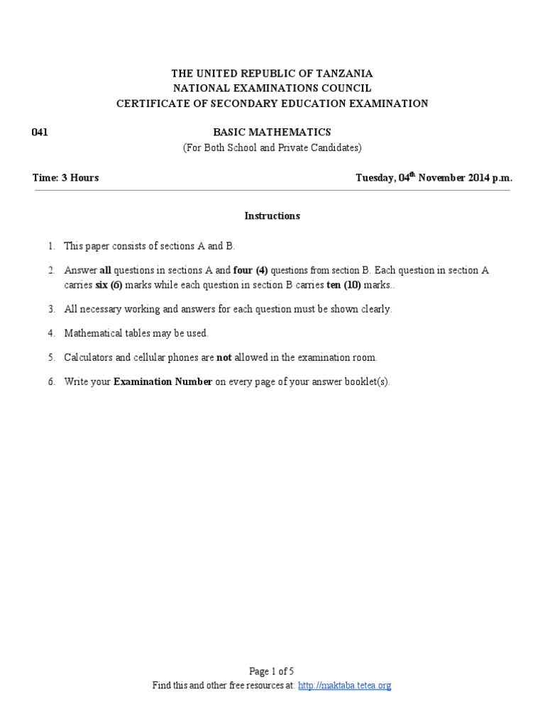 Basic Math - 2014 PDF | PDF | Angle | Area