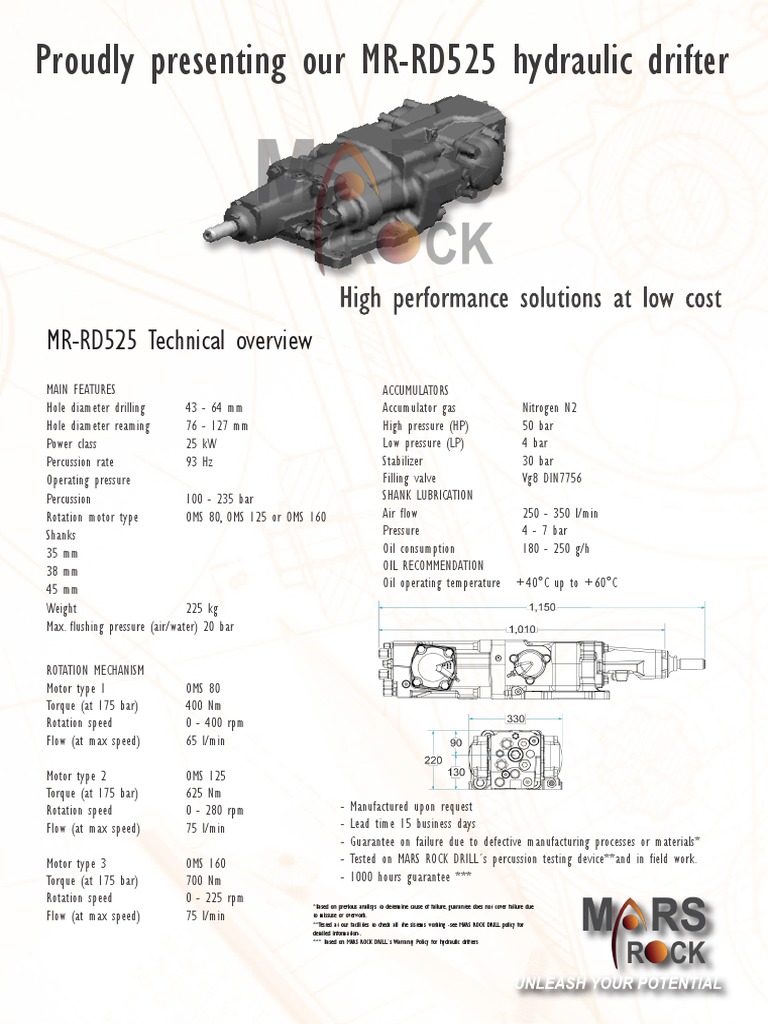 MR-RD525 Hydraulic Drifter Overview | PDF | Mechanical Engineering | Nature