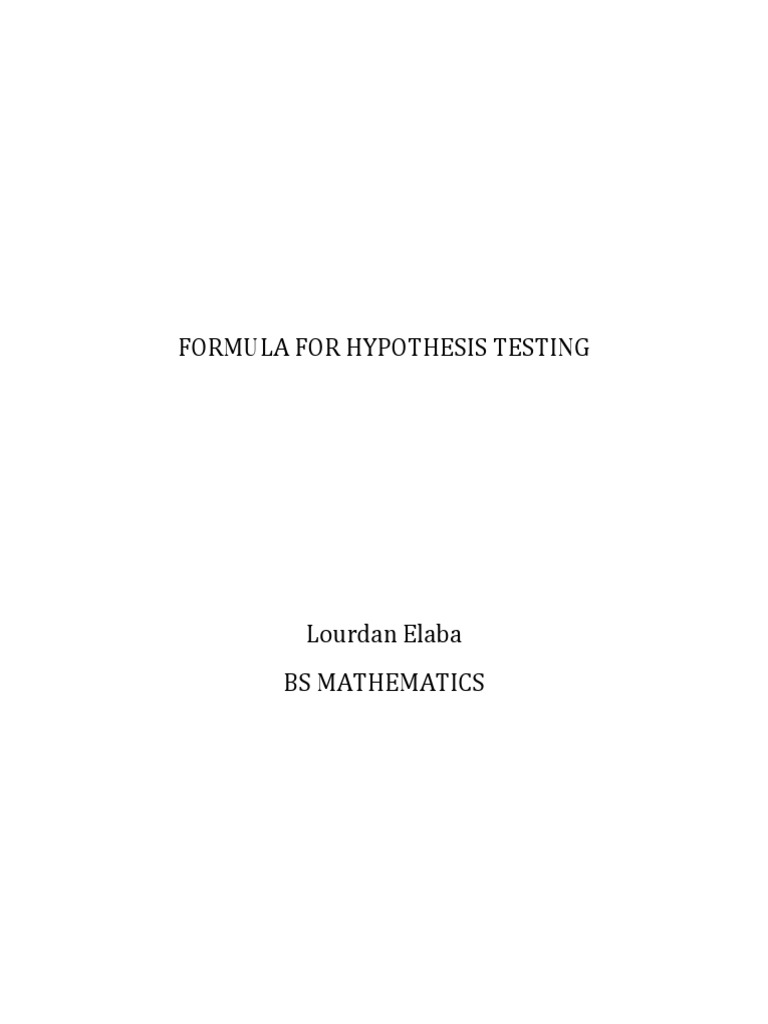Formula For Hypothesis Testing | PDF | Student's T Test | Standard ...