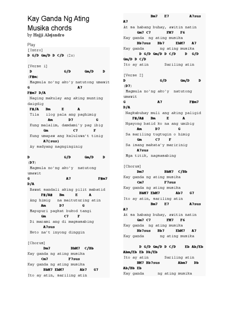 Kay Ganda NG Ating Musika Chords | PDF
