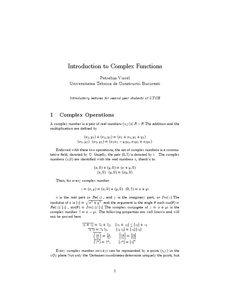 Introduction To Complex Functions | PDF | Sequence | Trigonometric ...