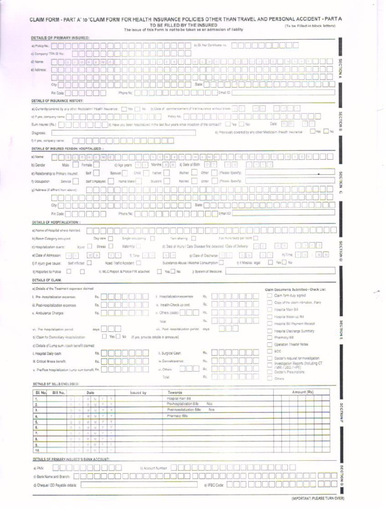 Health Insurance Claim Form PDF PDF