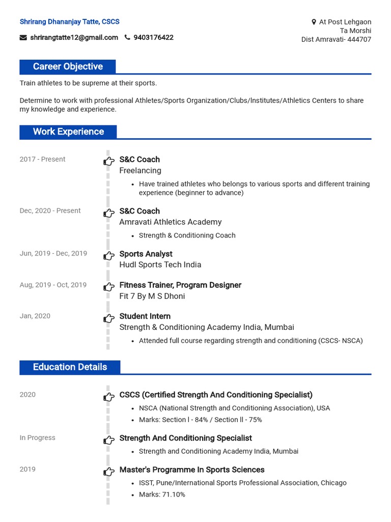 Shrirang Dhananjay Tatte, CSCS - Resume - 22-Dec-2020 | PDF ...