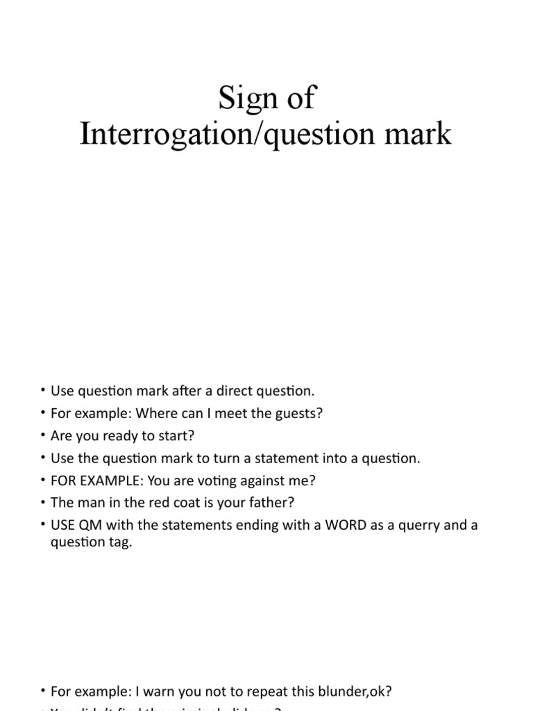 Sign of Interrogation/question Mark | PDF