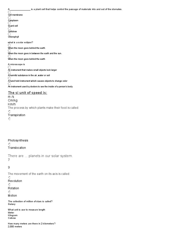 Pre Test Science 1q | PDF