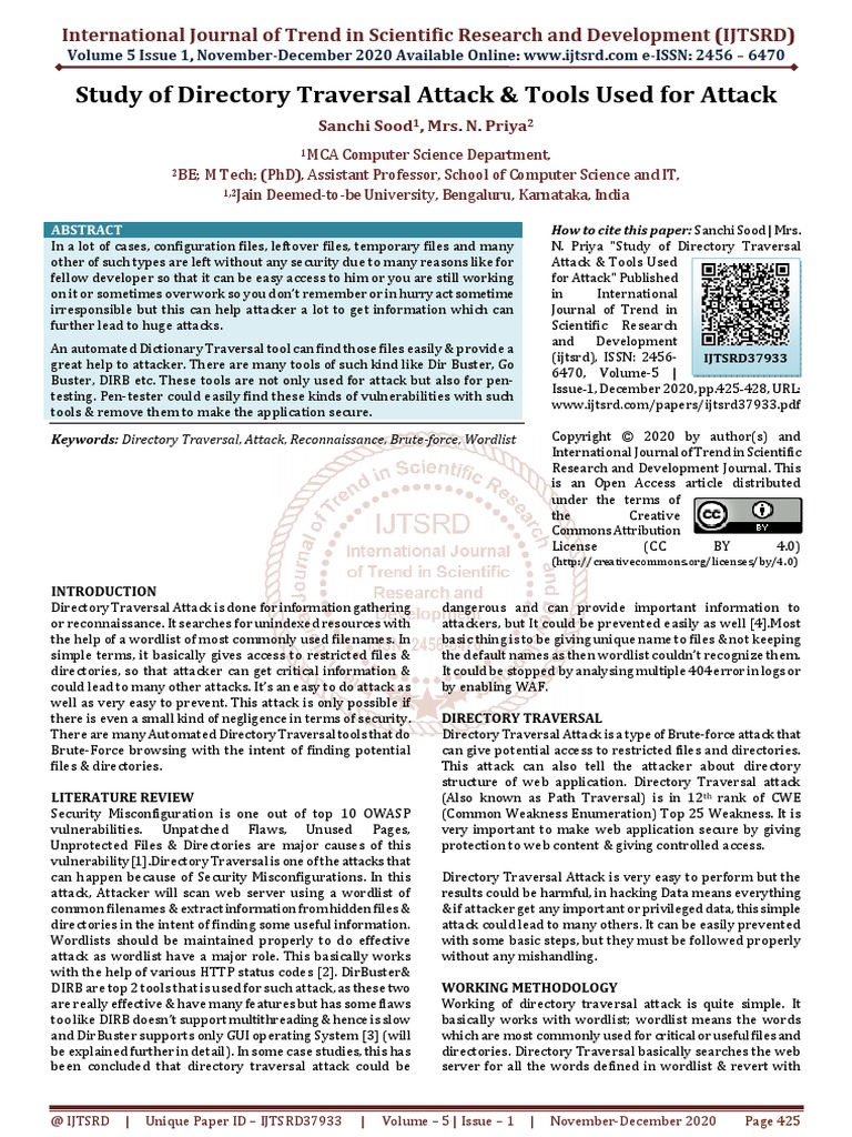 Study of Directory Traversal Attack and Tools Used For Attack | PDF ...