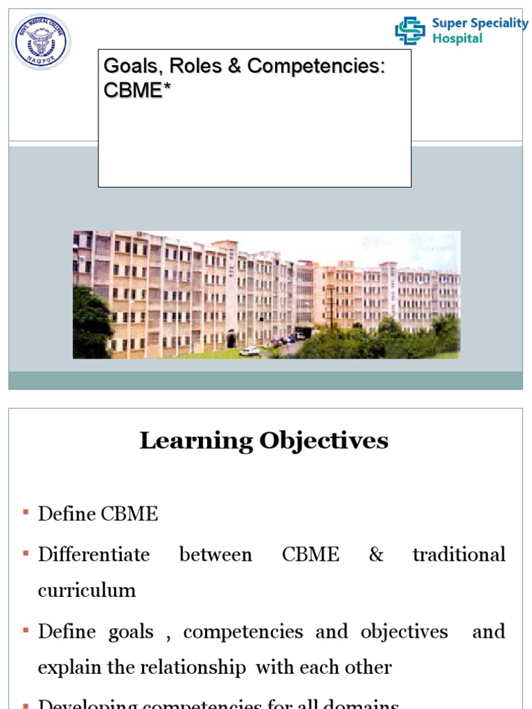 Goals, Roles & Competencies - CBME | PDF | Educational Assessment ...