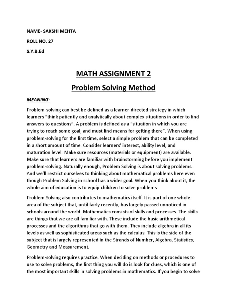 Sakshi Math Assignment 2 | PDF | Hypothesis | Teaching Mathematics Sakshi Math Assignment 2 | PDF | Hypothesis | Teaching Mathematics