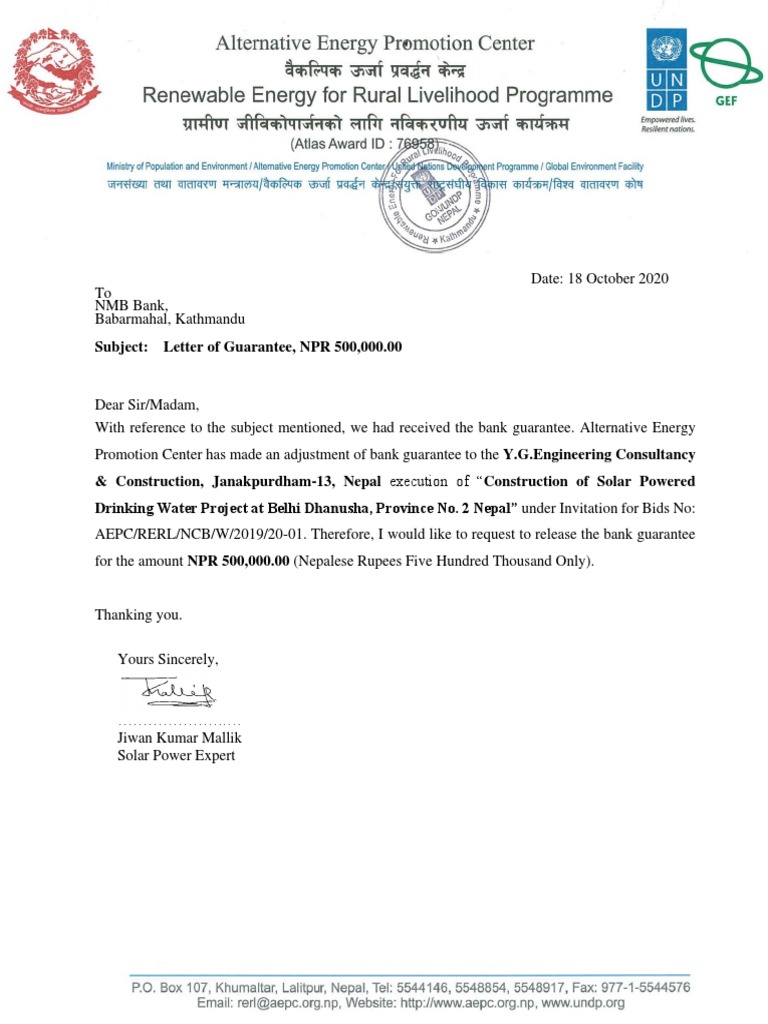 BG Release YG Construction | PDF