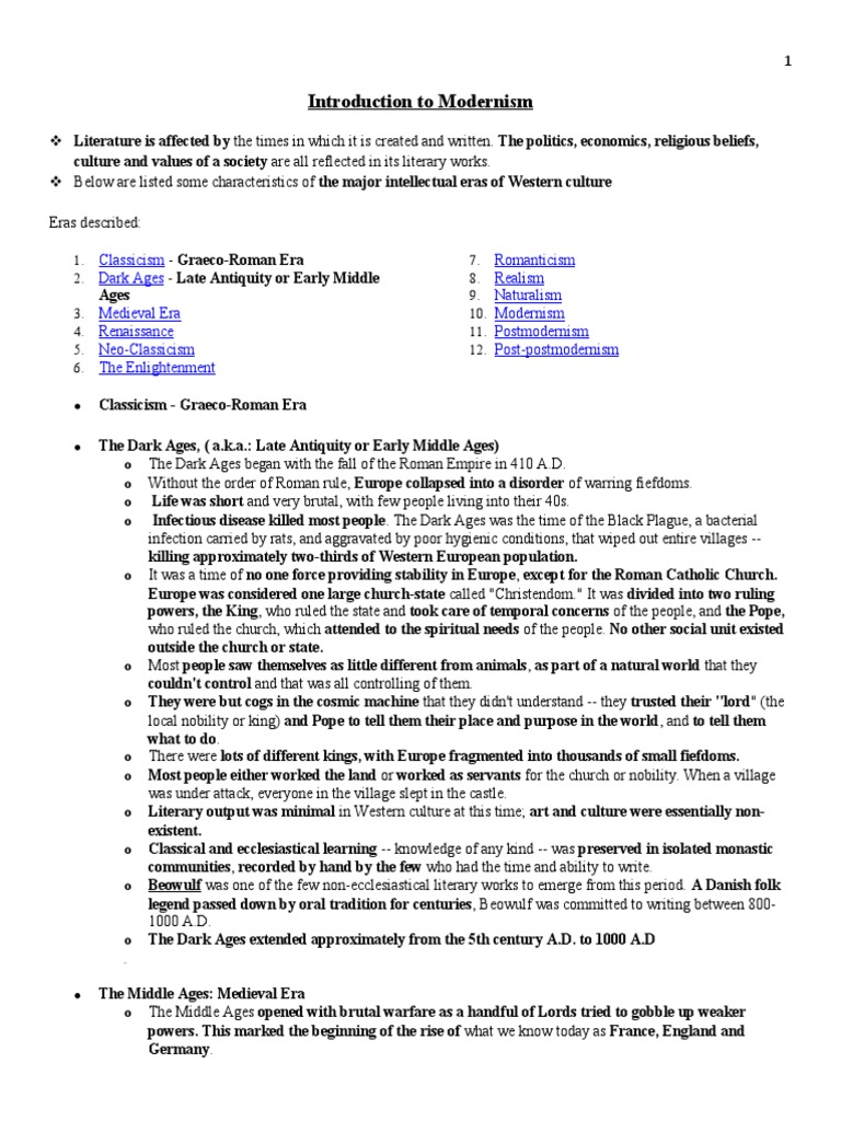 0 Introduction To Modernism | PDF | Modernism | Romanticism