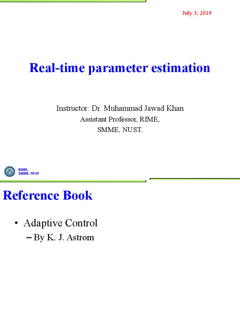 Real-Time Parameter Estimation: Instructor: Dr. Muhammad Jawad Khan | PDF