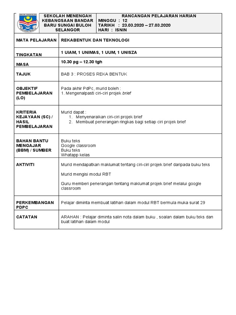Contoh RPH 2020 | PDF