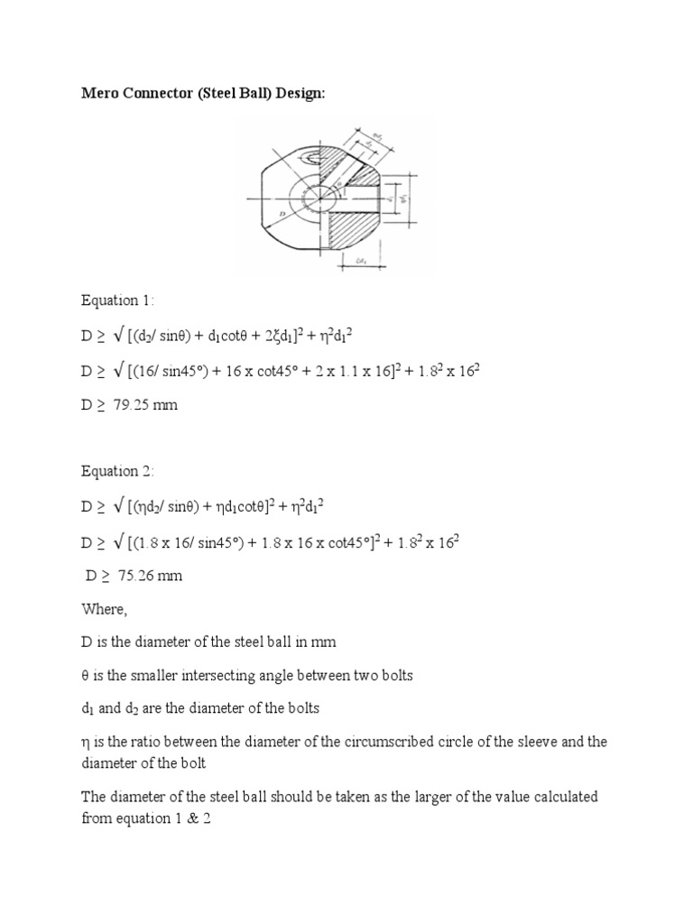 Mero Connector (Steel Ball) Design | PDF
